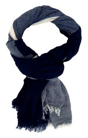 Ella Jonte &Eacute;charpe l&eacute;g&egrave;re en coton pour homme Bleu/blanc &agrave; rayures, bleu, taille unique