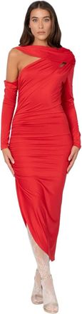 Kocca Femme, Robes, Rouge, Taille: 38 FR Robe Fourreau &agrave; Ourlet Asym&eacute;trique