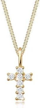 Elli PREMIUM Collier Femme Pendentif Croix de Topaze en Or Jaune 585