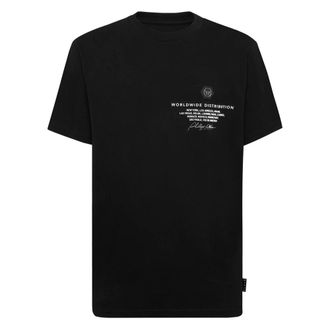 Philipp Plein Homme, Tops, Noir, Taille: 3XL Round Neck T-Shirt Plein Worldwide