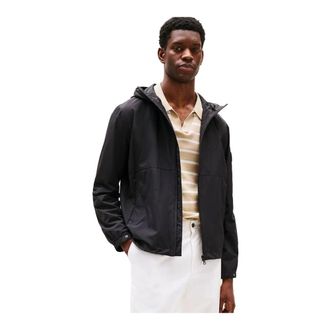 Tommy Hilfiger Schwarze Kapuzenjacke mit Patch-Logo - - Jackets - Herren - Schwarzk - M