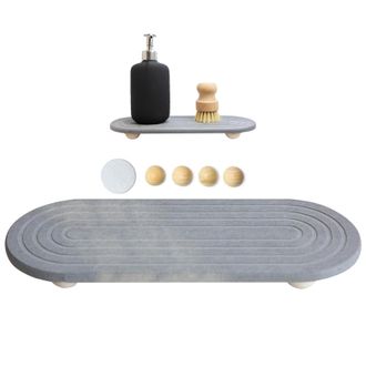 Generico Schnell trocknendes Tablett f&uuml;r Theke: Multifunktionales Tablett, schnell trocknend, minimalistische Seifenschale, Organizer f&uuml;r Toilettenartikel und 