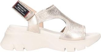 Hispanitas Sandales décontractées compensées avec fermeture adhésive, semelle blanche en caoutchouc, cuir, lanières, pour femme, Cave, 40 EU