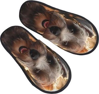 Generic Pantoufles En Coton Schnauzer Doux Slippers Lavables Hiver Chausson Pour Invit&eacute; Voyage Femmes M