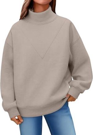 Generic Pull pour femme - Couleur unie - Haut surdimensionn&eacute; - Col rond - Manches longues - Automne - Hiver - D&eacute;contract&eacute; - Confortable - Tendance - Confortab