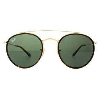 Ray-Ban Sonnenbrille Runde Doppelbr&uuml;cke 3647N 001 Gold Gr&uuml;n