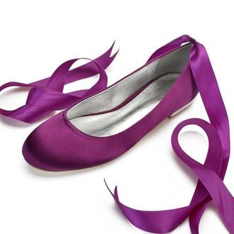 Generic Chaussures De Mariage De Mari&eacute;e Ballet Flat Femmes Satin&eacute;e Rond Plates &Eacute;t&eacute; Dress F&ecirc;te Plates 2Cm,Violet,37 EU