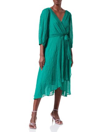 DKNY Womens DD1JA570 Ballon Sleeve Regular Fit Dress Cocktail, Green Crystal, 32