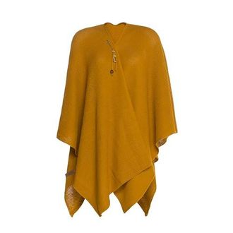 Knit Factory Jazz Poncho r&eacute;versible - Ocre - One Size