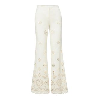 Veronica Beard Pantalon Komi &agrave; oeillets - Femme - Pantalons - Blanc - Taille: 42 FR