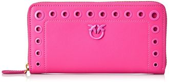 Pinko Damen Ryder Zip Around Kalbsleder Seide Reisezubehör-Brieftasche, N17q_pink Antique Gold