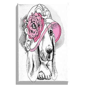 Homemania HM20KNV45x70-172 Hundetafel für Wohnzimmer, Schlafzimmer, Mehrfarbig, Polyester, Holz, 45 x 3 x 70 cm