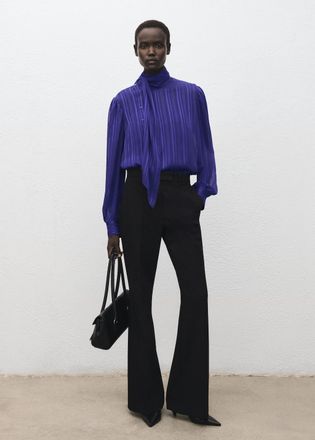 Mango Gestreifte Bluse mit Schal blau - Damen - S - MANGO