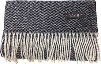 Coccoy Gaston Écharpe pour homme en pure laine (45 % cachemire, 55 % laine mérinos) avec franges 225 g/m² 30 x 190 cm - Bleu - Taille unique