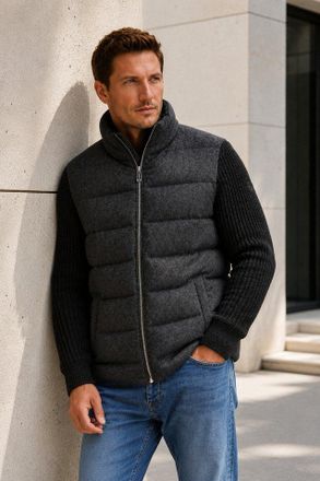 Milestone Hybridjacke MSChester Steppjacke mit Strickelementen in Jersey Qualit&auml;t aus Wollmischung