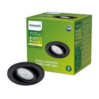 Philips Outdoor Fresco Einbauspot 4,6W, 2700 Kelvin, exkl. Leuchtmittel, IP44 wetterfest, schwarz