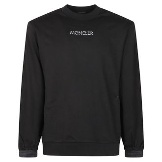 Moncler Femme, Sweatshirts et sweats &agrave; capuche, Noir, Taille: 38 FR SweaT-shirt en jersey de coton logo