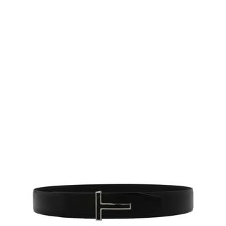 Tom Ford Glatter Lederg&uuml;rtel mit Emaille-Schnalle T - - Accessories - Herren - Schwarzk - 115 CM