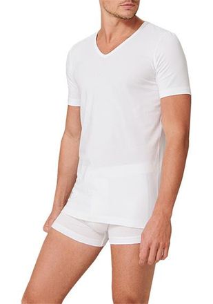Schiesser Herren T-Shirts wei&szlig; Baumwolle unifarben