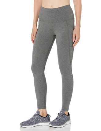 Jockey Damen Baumwolle Stretch Basic Knöchel Legging mit Seitentasche, Dunkelgrau, M