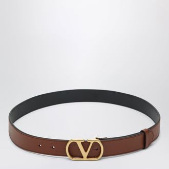 Valentino Garavani Caramelfarbener VLogo Signature G&uuml;rtel aus Leder