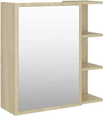vidaXL Armoire à Miroir de Salle de Bain, Meuble de Rangement avec Compartiment, Armoire de Toilette Maison Intérieur, Chêne Sonoma Bois dIngénierie
