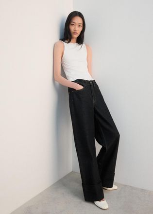 Mango Top base festonn&eacute;e blanc cass&eacute; - Femme - XS - MANGO