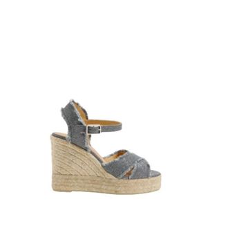 Castaner Gekreuzte Riemen Dunkelgrau Silber Espadrilles - - Shoes - Damen - Grau - 41 EU