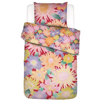 Essenza Bettw&auml;sche Flower Fling Happy Red Rot Blumen Bl&uuml;ten Dahlien Bunt Wendesign Baumwolle Perkal, Gr&ouml;&szlig;e:135 cm x 200 cm