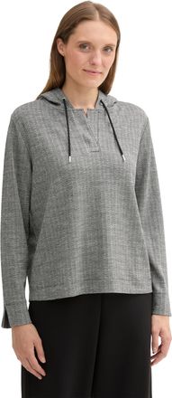 Tom Tailor Damen Hoodie Sweatshirt, 36595 - Black White Structure, XXL