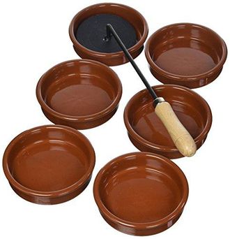 MSV R0112/6PR Service &agrave; Cr&egrave;me Brul&eacute;e Coton Marron 7 Pi&egrave;ces 40 x 40 x 20 cm