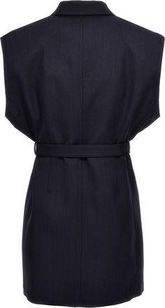 Prada Womens Blue Virgin Wool Sleeveless Jacket Clothing