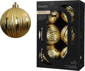 Eminza Weihnachtskugeln Kunststoff 8cm geriffelt 6 St&uuml;ck - klassisch & bruchsicher - Christbaumkugeln Weihnachtsbaumkugeln f&uuml;r Weihnachten - Christbaumschmuc