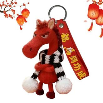 Generic Porte-cl&eacute;s en peluche mignons | 2026 Ann&eacute;e du cheval Porte-cl&eacute;s en peluche et breloque de sac - Porte-cl&eacute;s en peluche pour sacs, pour femmes, gar&ccedil;ons,