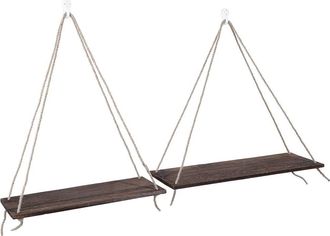 Generic Wandregal aus Holz, Elegante H&auml;ngende Pflanzen- und Blumentopfregale f&uuml;r Heimdekorationen, Nat&uuml;rliche Holzfarbe, 2-teiliges Set f&uuml;r Wohnzimmer und Sch