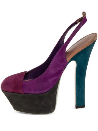 Saint Laurent Slingback-Pumps in Colour-Block-Optik 140mm - Violett
