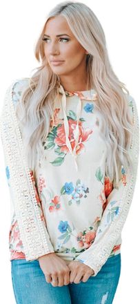 Azura Exchange Blumen-Spitzen-Hoodie Sweatshirt