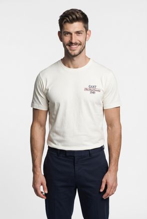 GANT T-Shirt GANT GRAPHIC, Herren, Gr. 4XL, cream, Jersey, Obermaterial: 100% Baumwolle, normal, Rundhals, Shirts T-Shirt
