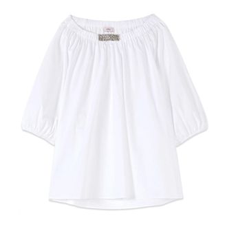 Oltre Off-Shoulder-Bluse mit Schmuckdetail - - Blouses & Shirts - Damen - Wei&szlig; - L
