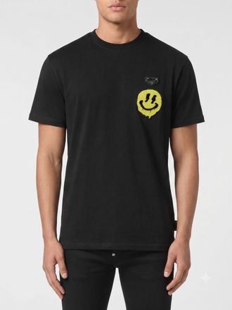 Philipp Plein T-shirt en coton avec patch logo contrastant et &eacute;paules tombantes