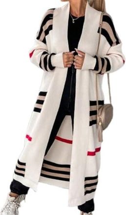 Onsoyours Cardigan Femme Pull Manteau en Tricot Manches Longues Veste Long Tricoté Casual Chandail Ouvert Gilet Chaud Casual Sweater Hiver Chandail Outwear B Be