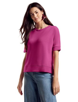Street One Damen A321940 T-Shirt mit Silk-Look, royal Fuchsia, 36