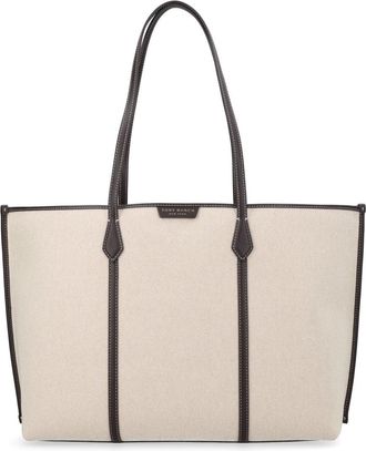 Tory Burch Womens Handbag Perry Beige Cotton Polyester Handbags Hand Bags