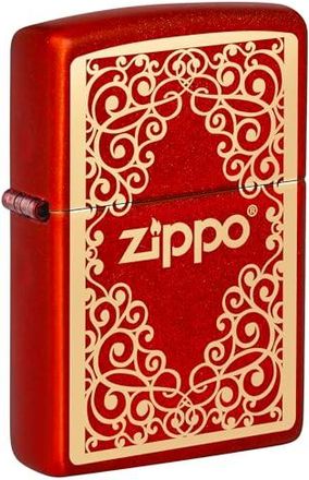 Zippo Sturmfeuerzeug - Ornamental, Metallic Red, Laser Engrave - Nachfüllbar - Wiederverwendbar - Windfestes Design - Geschenkbox - Made in USA