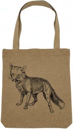 Fabulous Sac Shopping Tote Bag Aspect Lin - Dessin Renard Vintage Gravure Ancienne - Sac de Courses Toile Epaisse 360g Beige Naturel Cabas Port&eacute; Epaule Solide 