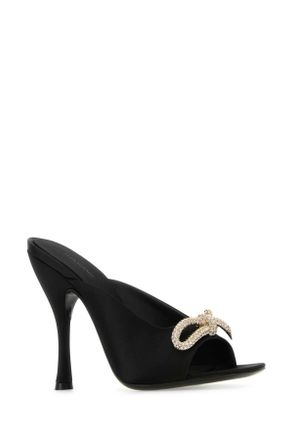 Ferragamo Womens Black Satin Mules Nero Sandali Sandal