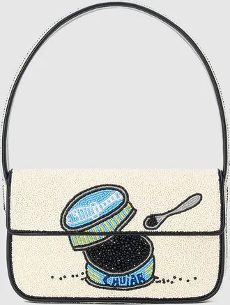 Staud Sac Tommy Beaded Bag Caviar Dreams