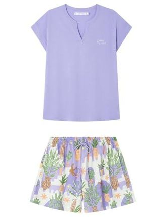 Women'secret Short Pyjama Weekly Hope, Violet, XS Femme