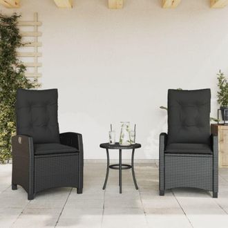 vidaXL Vidaxl - Gartensessel mit Kissen 2 Stk. Verstellbar Schwarz Poly Rattan