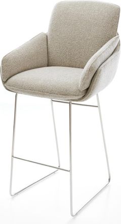 DELIFE Barstuhl Luan-Flex Webstoff Soft Beige Kufengestell Edelstahl Silberfarben, Barst&uuml;hle